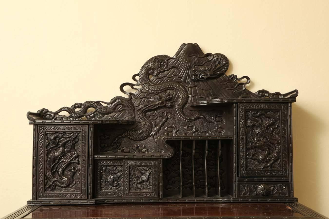 19th Century Japanese Export Hardwood Dragon Desk at 1stdibs