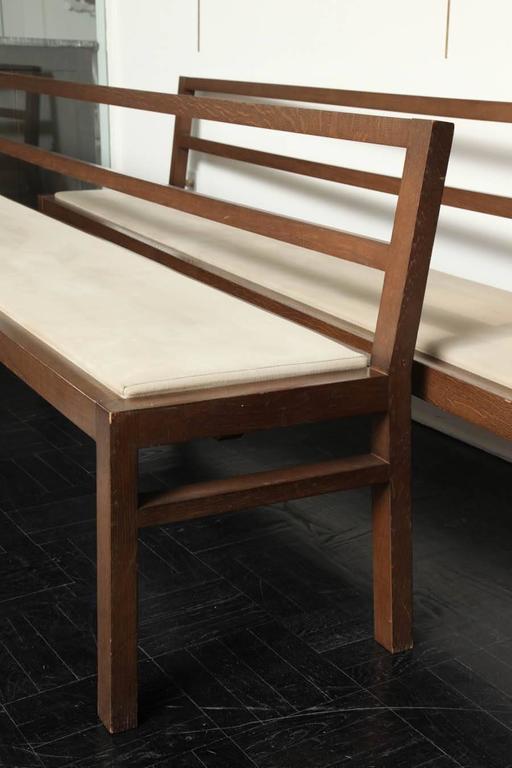 Pair of 20th Century Stained Oak Long Benches For Sale at 1stDibs