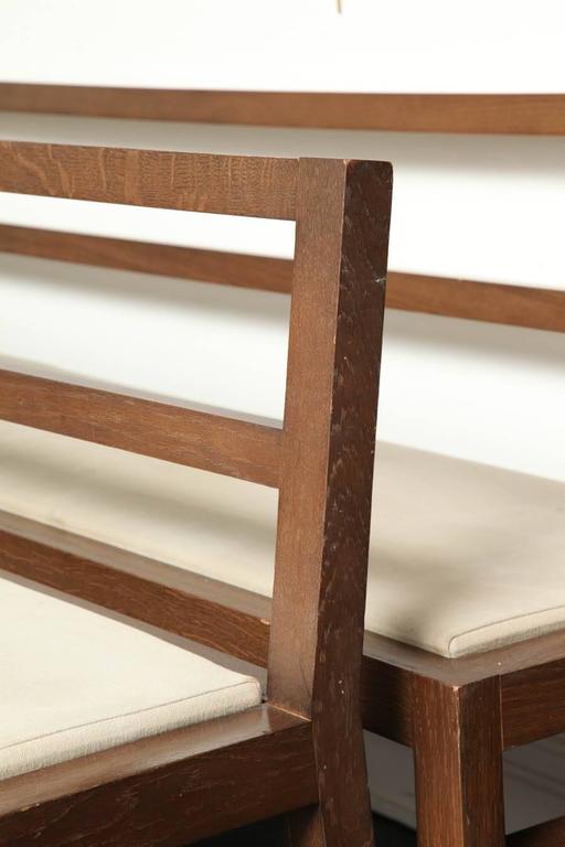 Pair of 20th Century Stained Oak Long Benches For Sale at 1stDibs