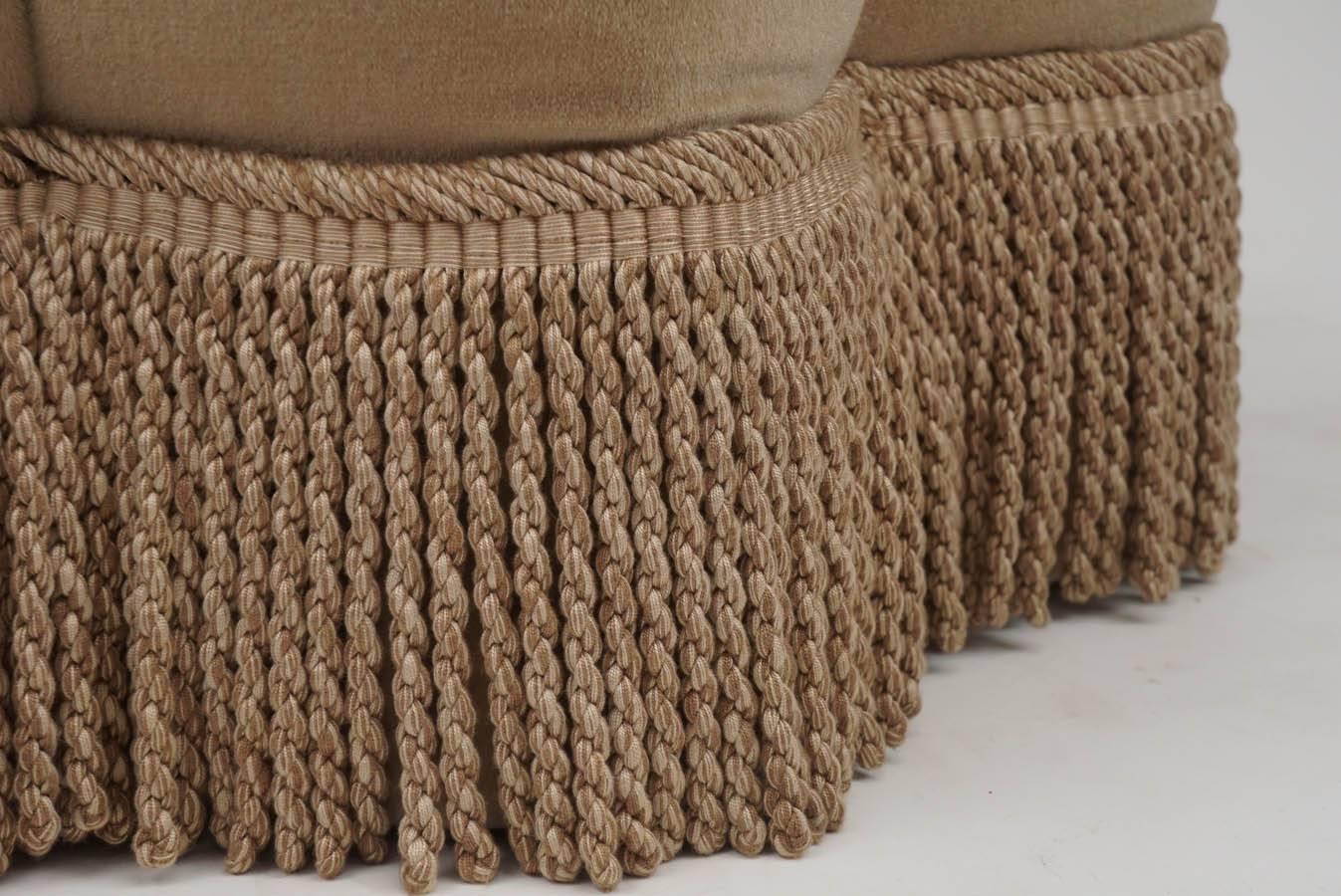 Mohair and Fringe Sunburst Ottoman at 1stDibs