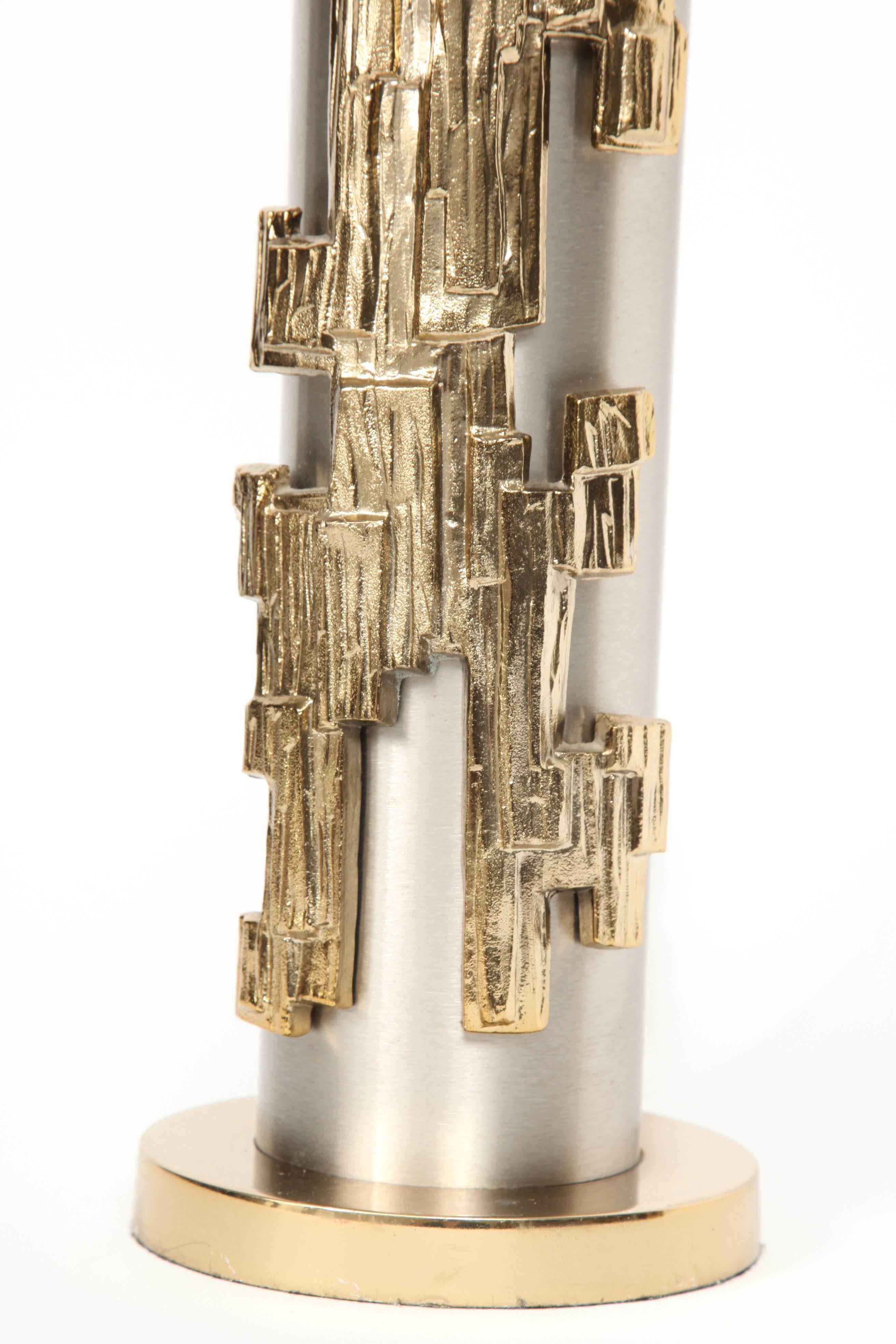 Pair of Brutalist Column Form Lamps at 1stDibs