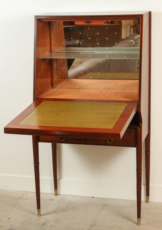 Italian Mahogany Drop-Front Bar Cabinet at 1stDibs