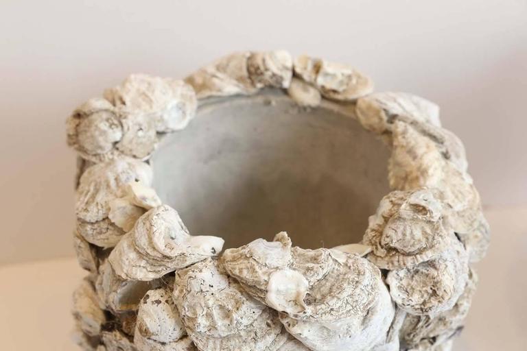 Pair of Oyster Shell Covered Cachepots For Sale at 1stDibs