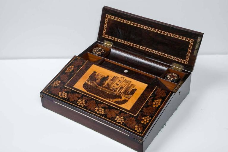 Tunbridge Antique English Rosewood Writing Box, 1870 For Sale at 1stDibs