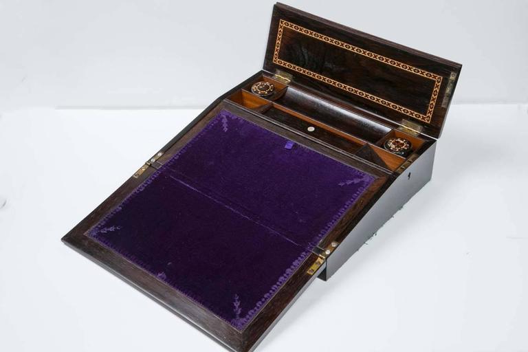 Tunbridge Antique English Rosewood Writing Box, 1870 For Sale at 1stDibs