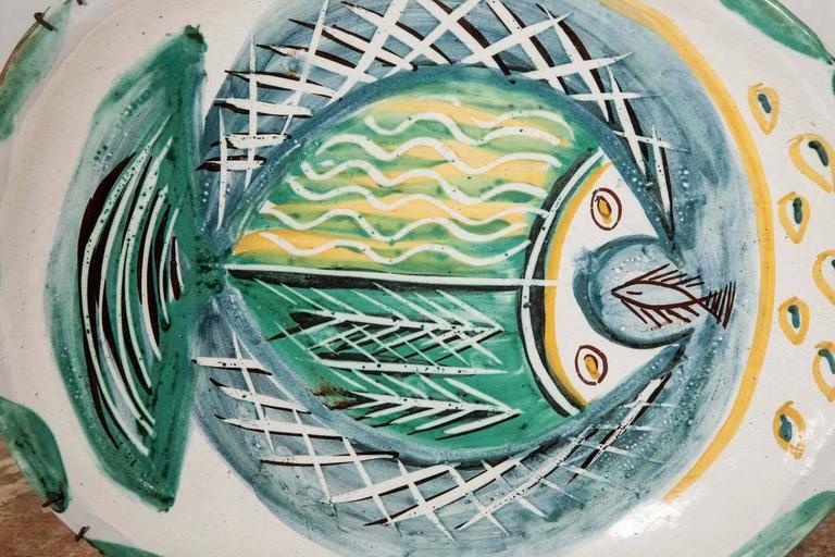 Welsh Pottery Low Dish with Painting of a Fish at 1stDibs