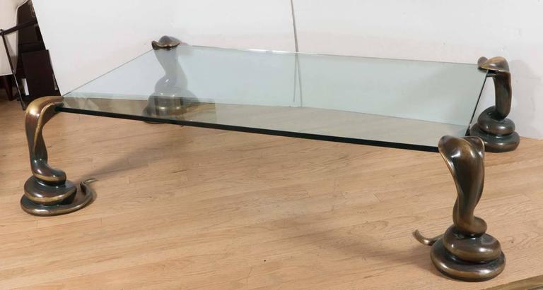 Rectangular Glass Coffee Table with Cobra Supports at 1stDibs