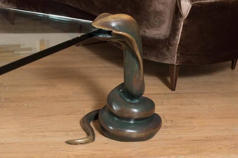 Rectangular Glass Coffee Table with Cobra Supports at 1stDibs