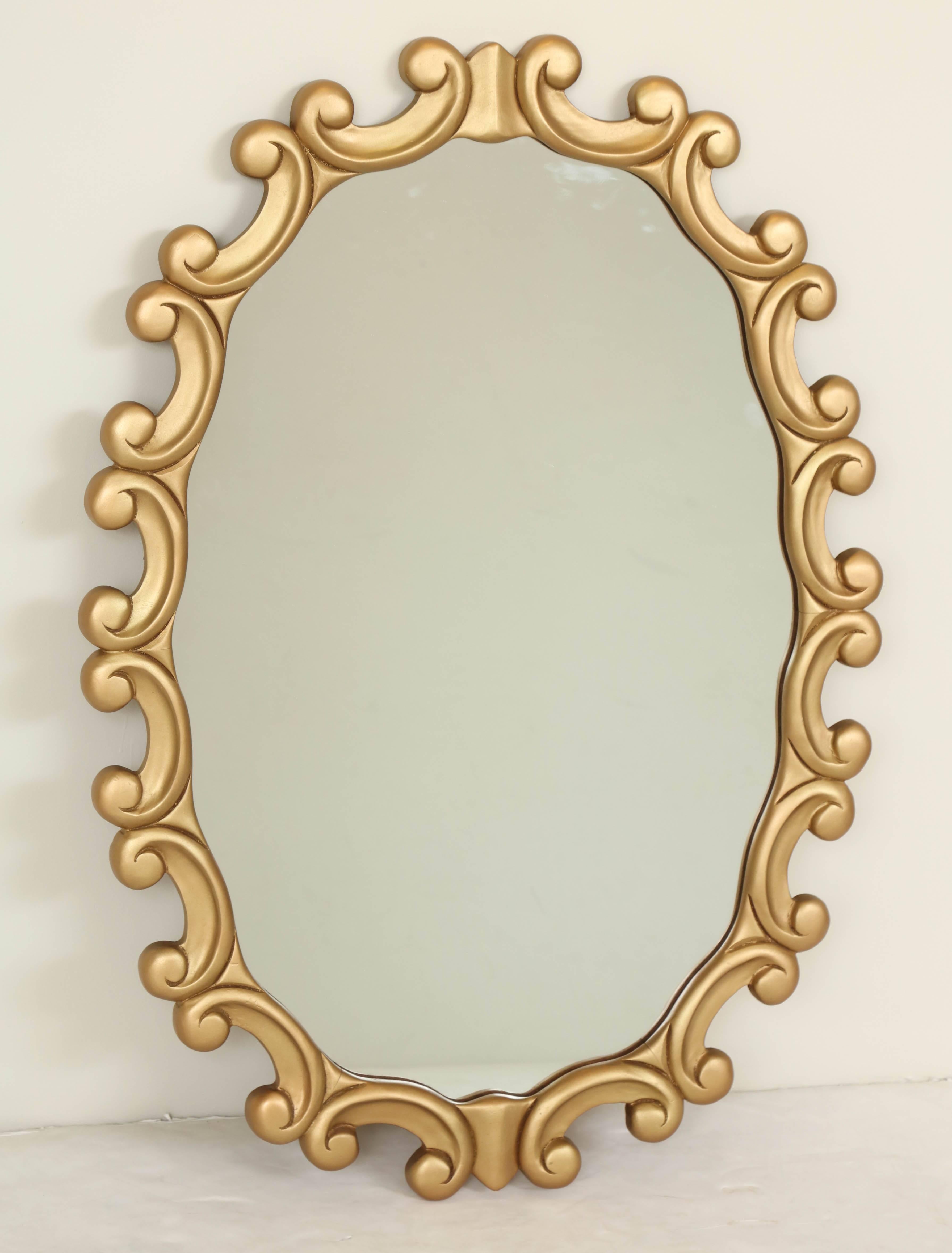 Mirror, Mid-Century, Painted Gold, Antique Mirror, circa 1950, Oval ...