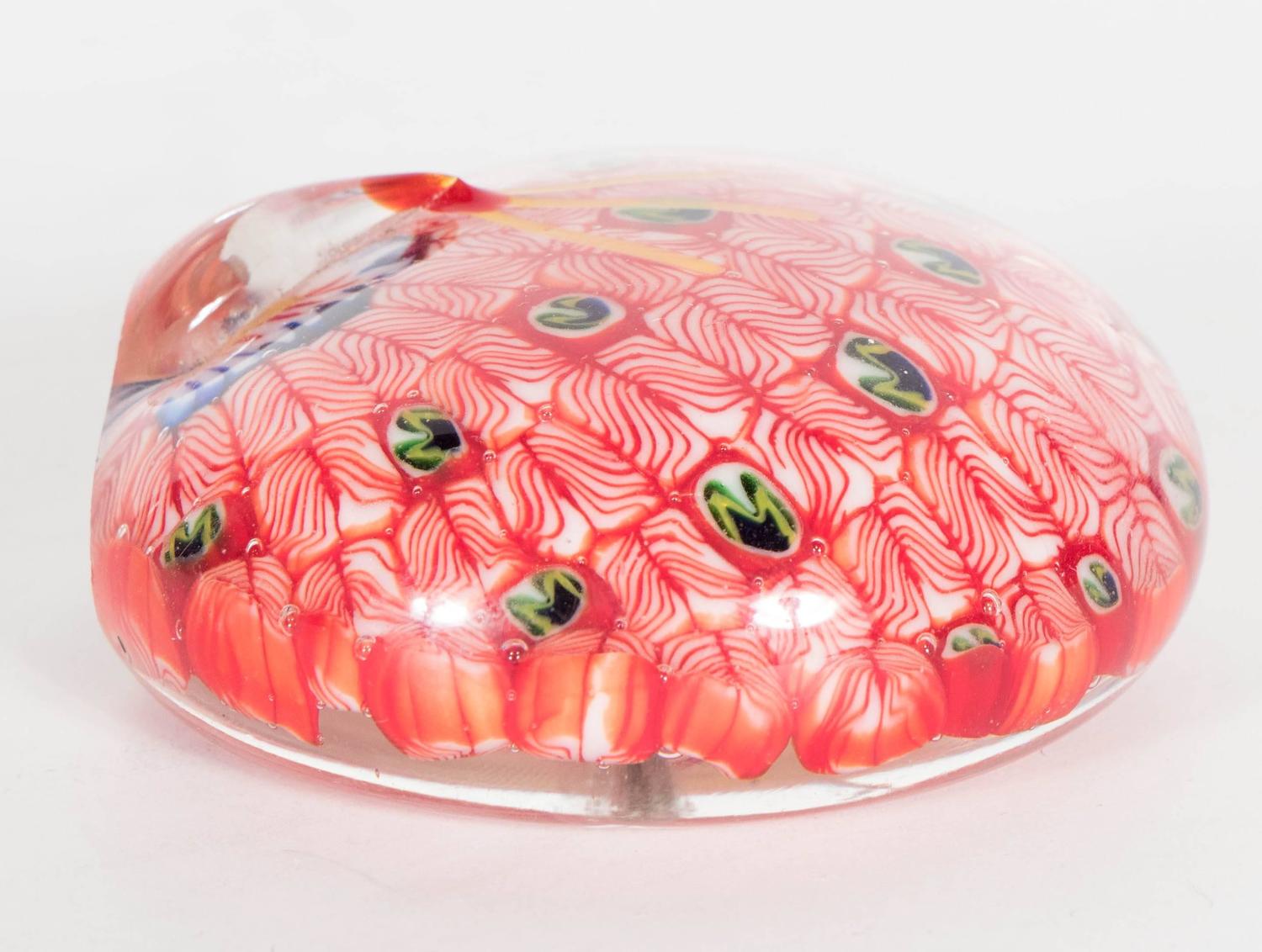 Mid-Century Modernist Murano Peacock Paperweight at 1stdibs