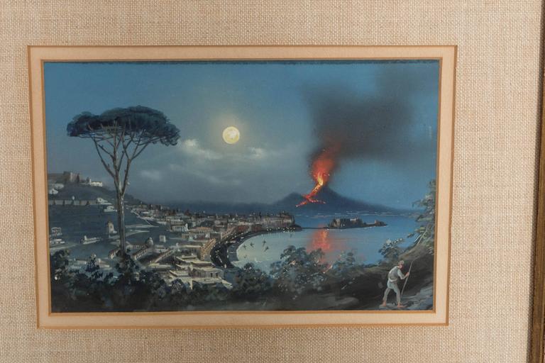Paired 19th Century Neapolitan School Views of the Bay of Naples and Mt ...