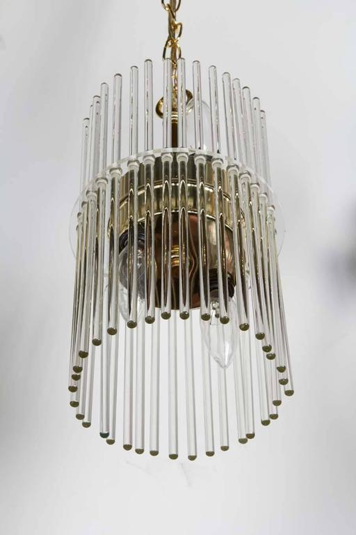 Pair of Mid-Century Modern Glass Rod Pendant Chandeliers by Lightolier ...