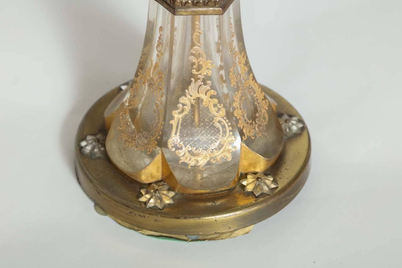 Moser Fluted and Gilded Cut Crystal Lamp at 1stDibs