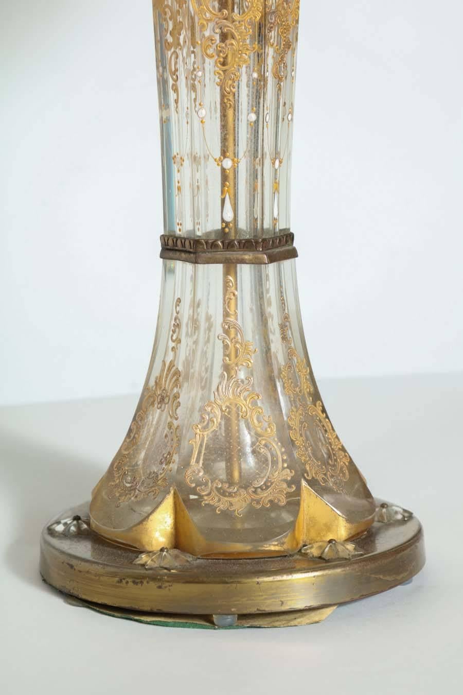 Moser Fluted and Gilded Cut Crystal Lamp at 1stDibs