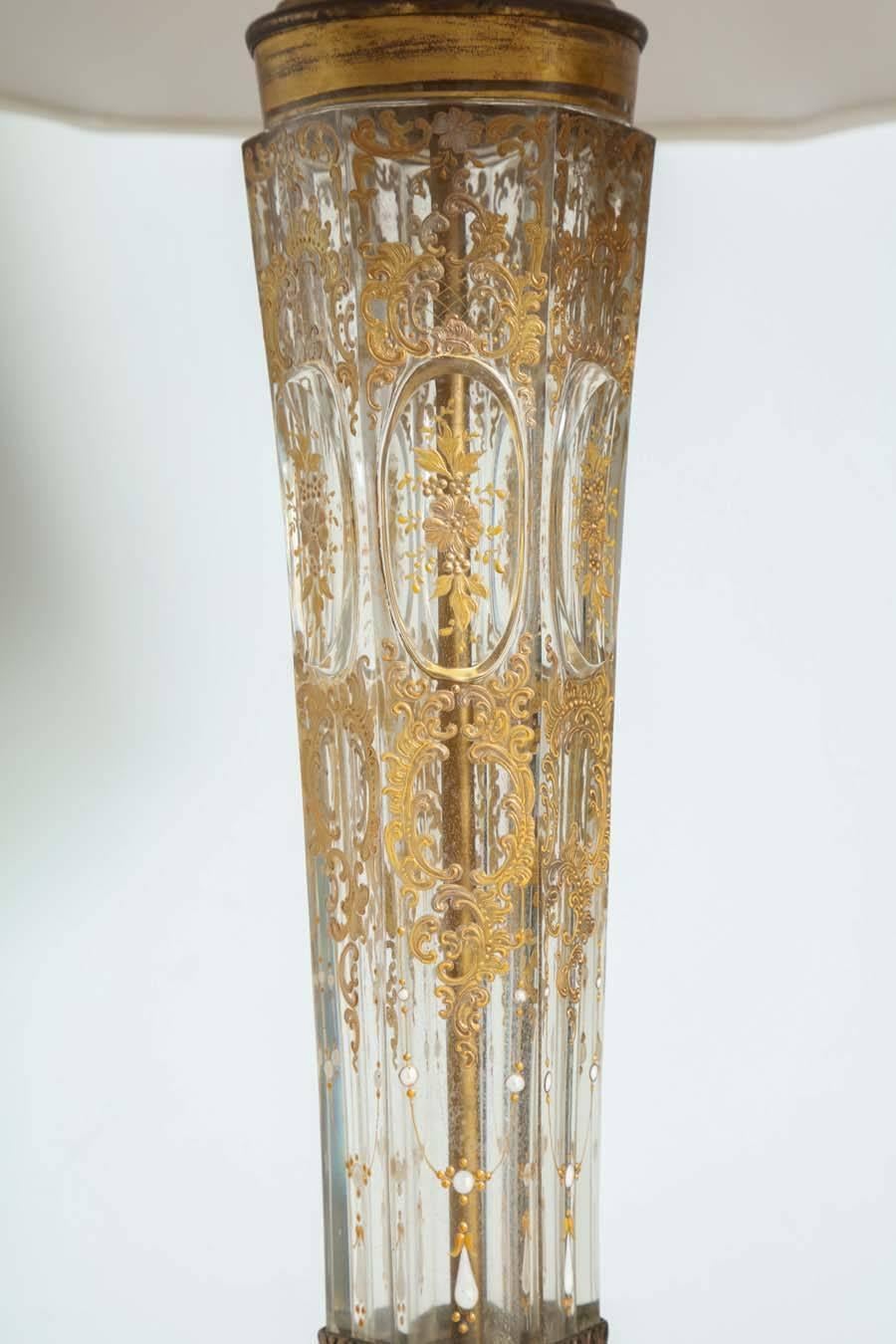 Moser Fluted and Gilded Cut Crystal Lamp at 1stDibs