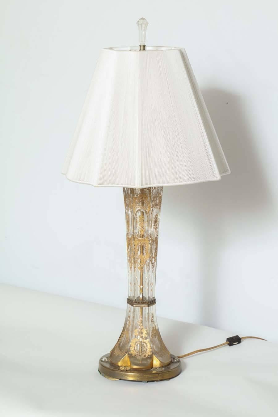 Moser Fluted and Gilded Cut Crystal Lamp at 1stDibs