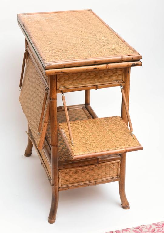Unusual Flip Top Bamboo Card Table at 1stDibs