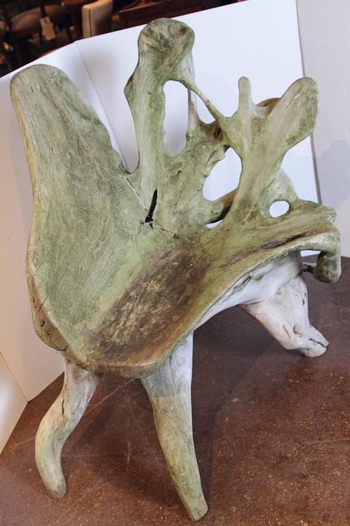 Organic Shape Teak Garden Bench at 1stDibs