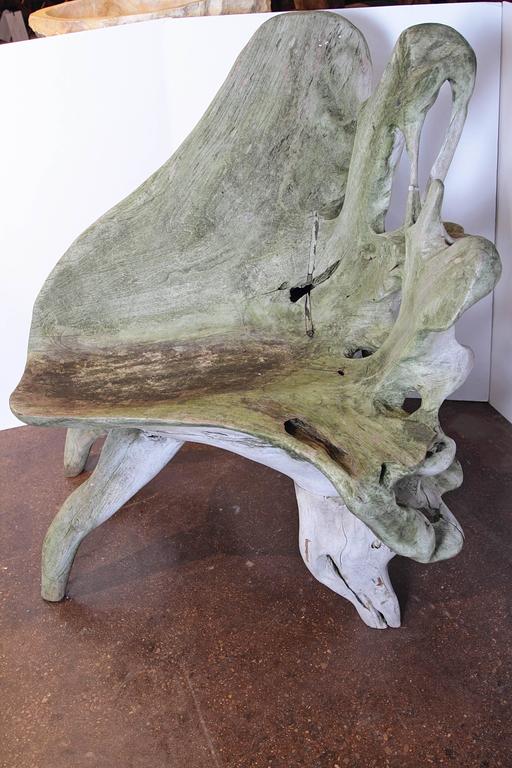 Organic Shape Teak Garden Bench at 1stDibs