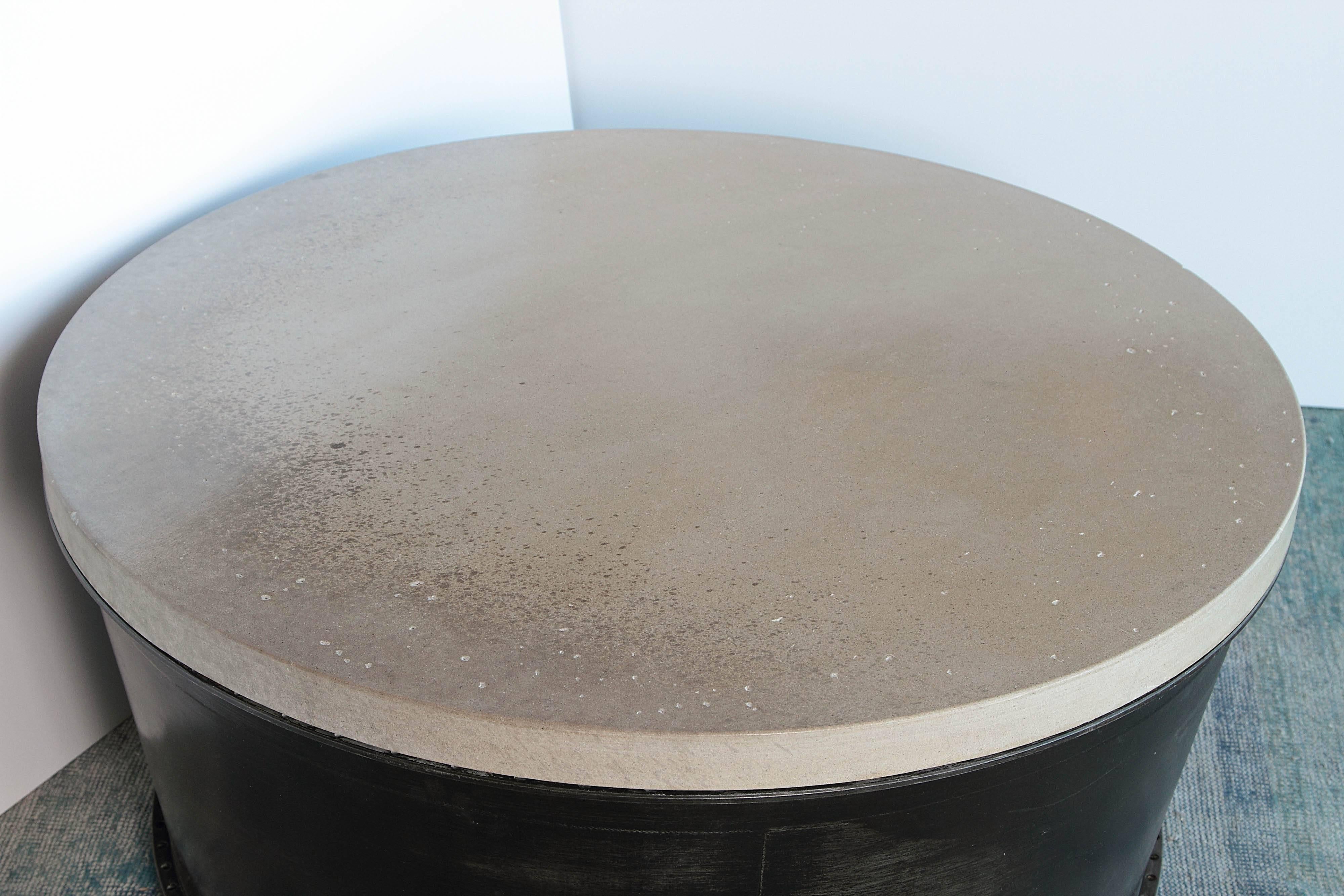 Vintage Ebonized Aluminum Aircraft Element with Limestone Top at 1stDibs