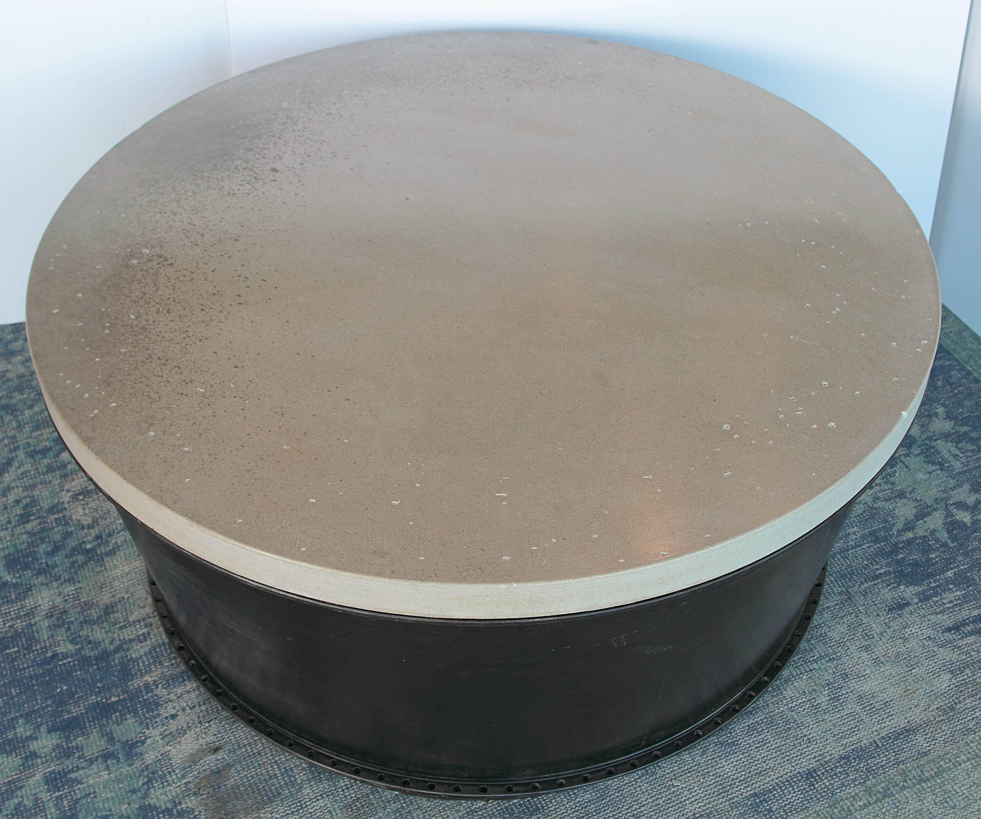 Vintage Ebonized Aluminum Aircraft Element with Limestone Top at 1stDibs