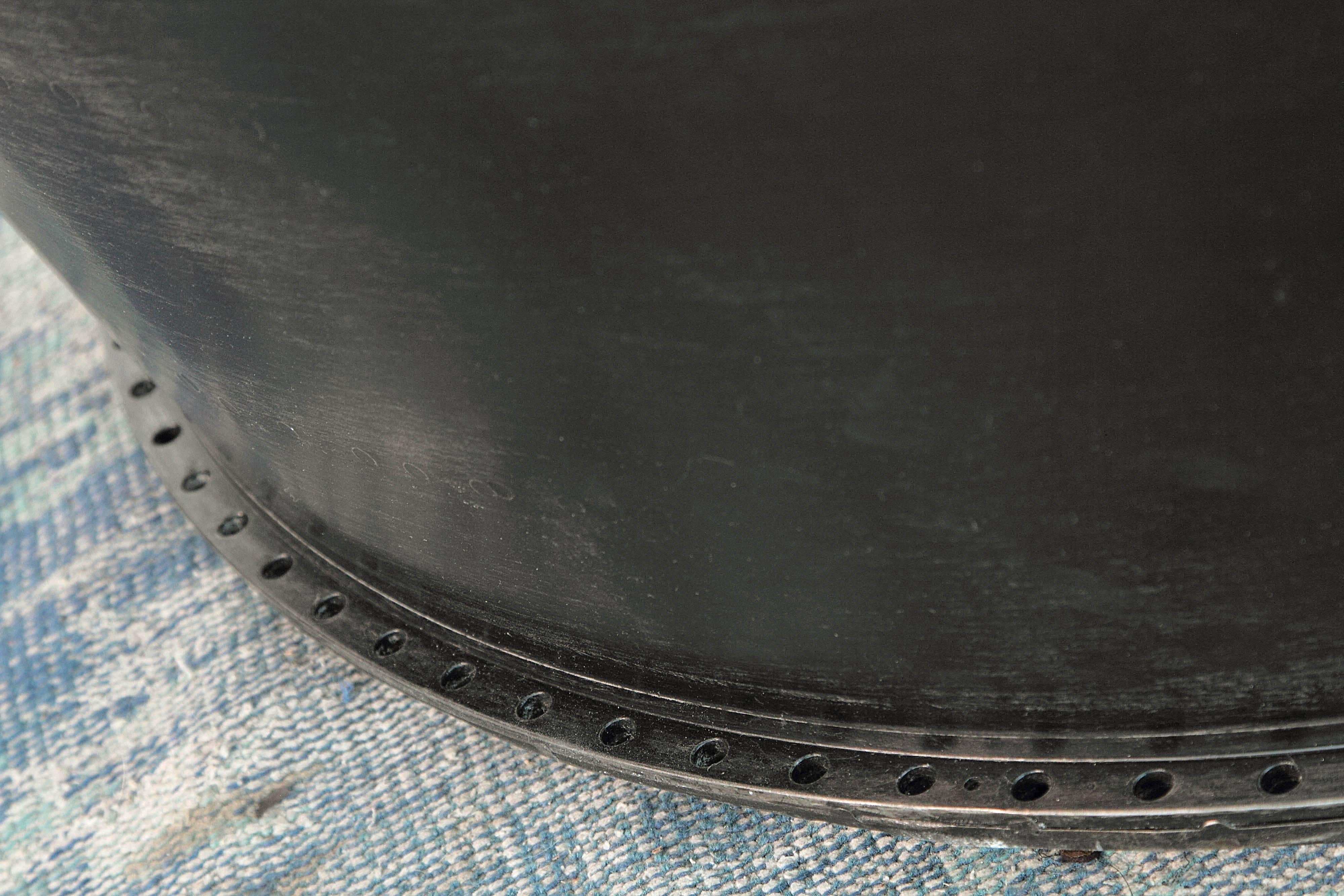 Vintage Ebonized Aluminum Aircraft Element with Limestone Top at 1stDibs