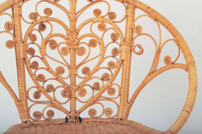 Pair of 1960s Bucket Rattan Chairs with Heart Shaped Design at 1stDibs