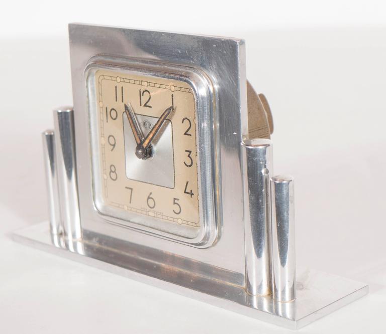 Art Deco Machine Age Skyscraper Style Polished Aluminum Clock by DEP at ...