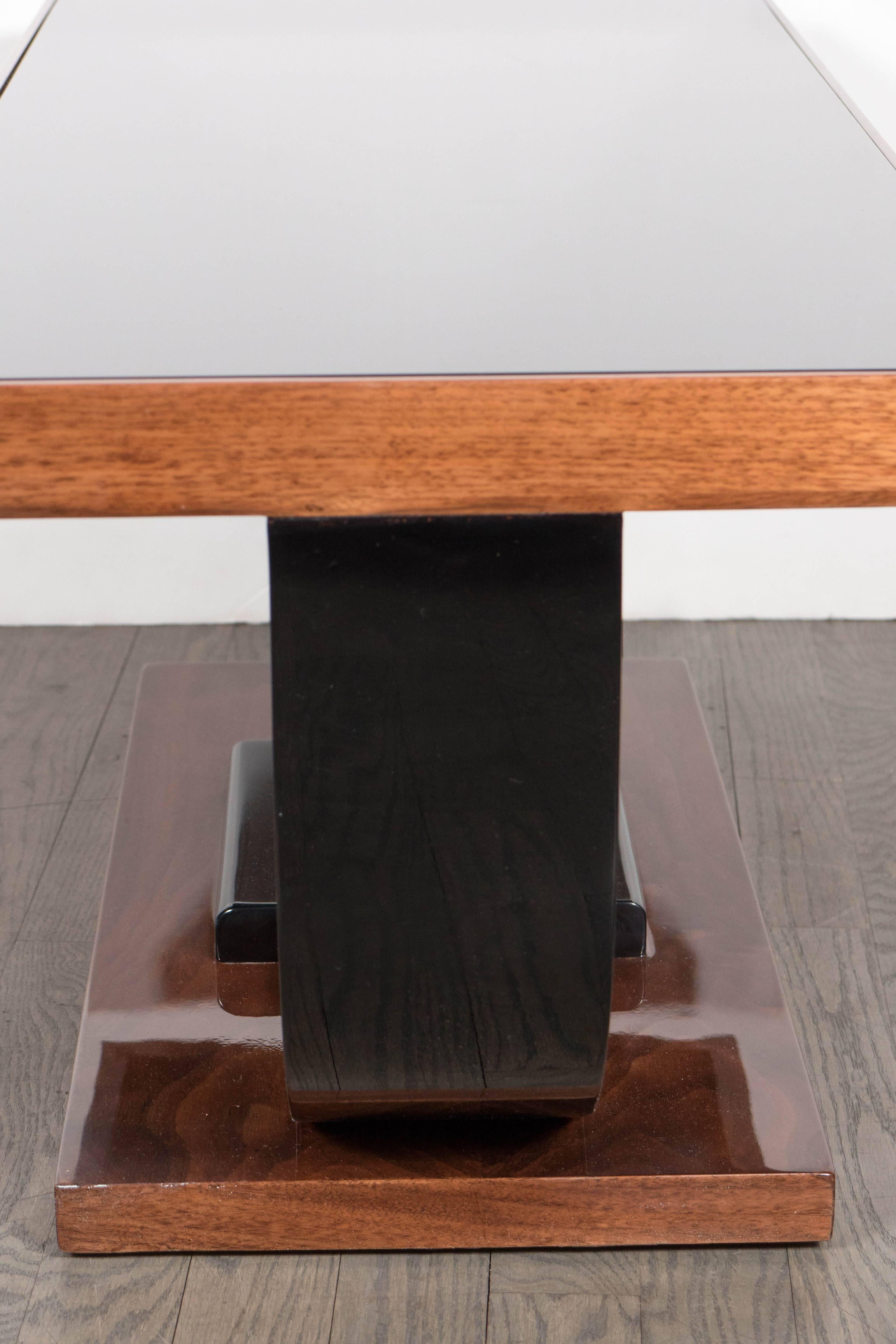 Streamlined Art Deco Machine Age Cocktail Table in Walnut and Black ...