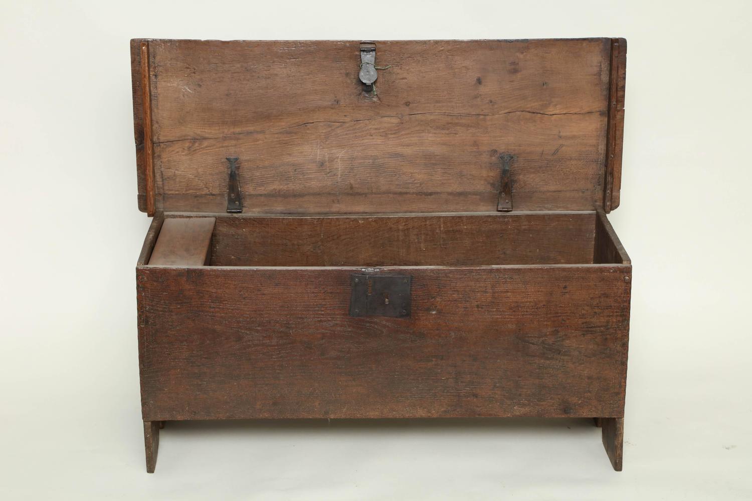 18th Century Oak Six Plank Coffer For Sale at 1stdibs
