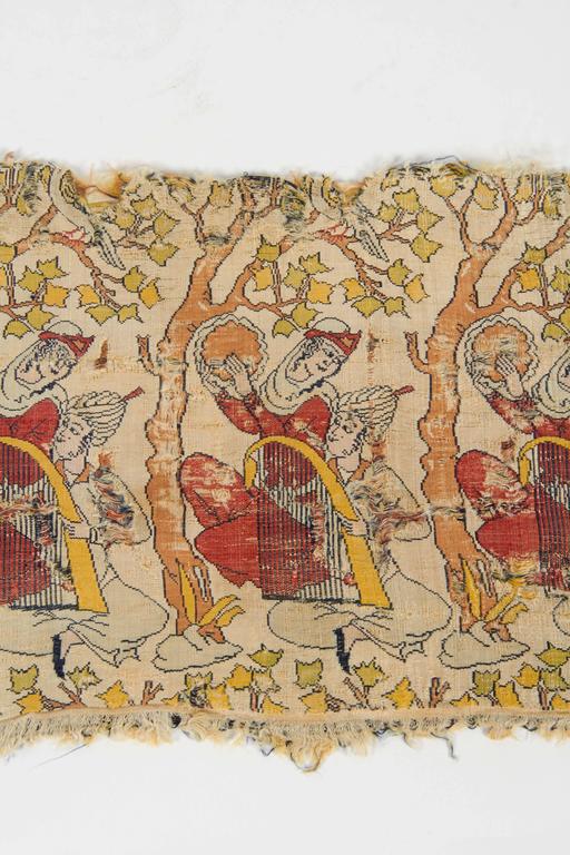 Rare Islamic Persian Safavid Silk Lampas Textile Fragment, Safavid ...