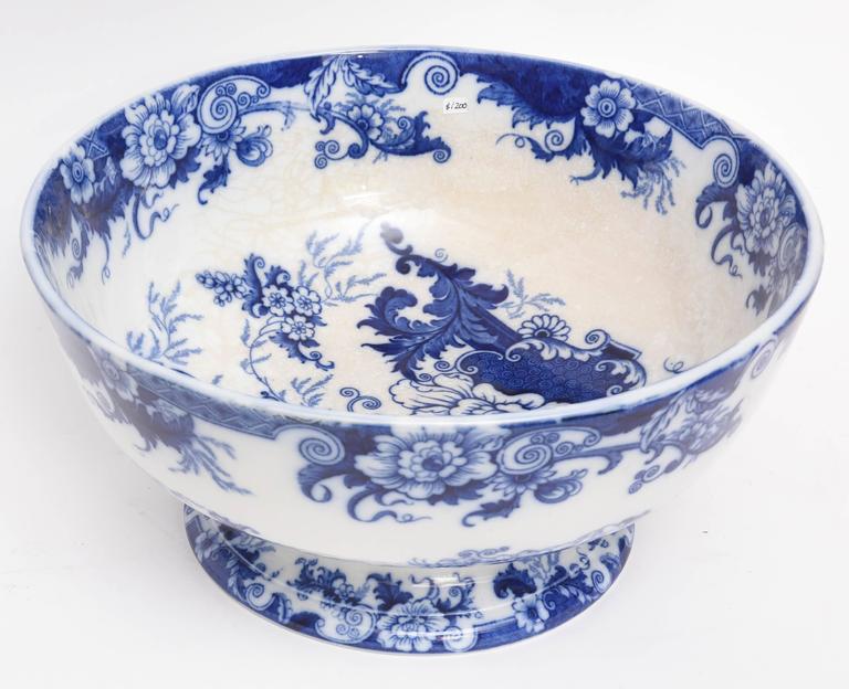 Antique Flo Blue Punch Bowl, Cauldon England, Pedestal Foot, Vibrant ...