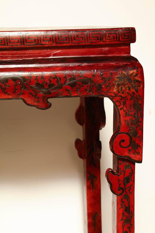 Chinese Red Lacquered Alter Table at 1stDibs