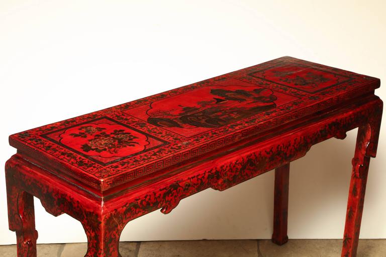 Chinese Red Lacquered Alter Table at 1stDibs