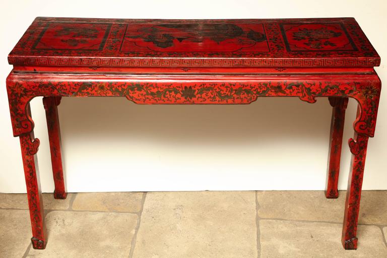 Chinese Red Lacquered Alter Table at 1stDibs