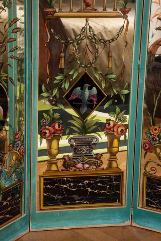 Three-Part Mirrored Screen For Sale at 1stDibs