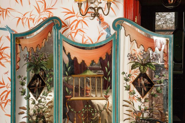 Three-Part Mirrored Screen For Sale at 1stDibs