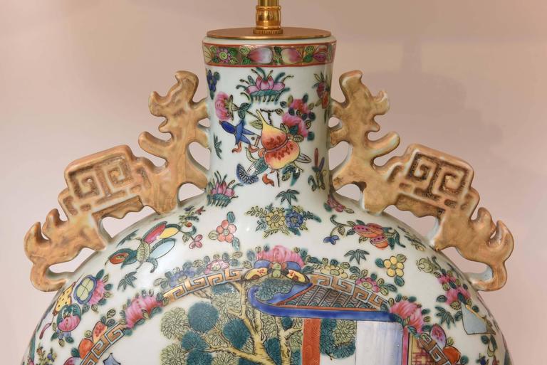 Pair of Chinese Porcelain Moon Flask Lamps For Sale at 1stDibs