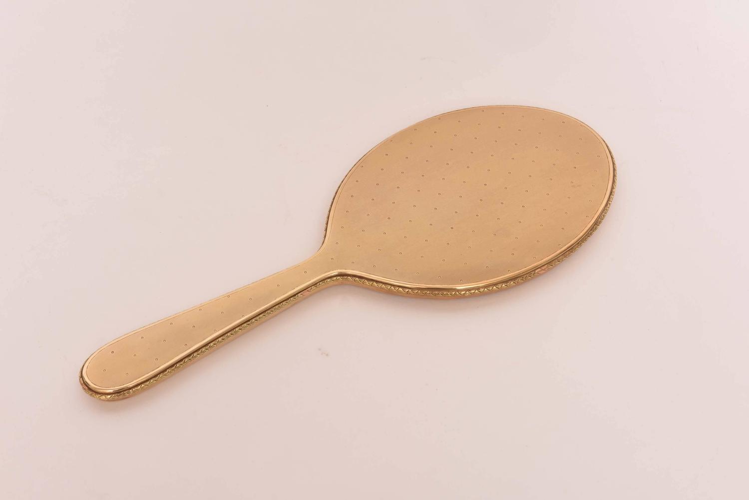 Cartier 14 Karat Gold Hand Mirror For Sale at 1stdibs