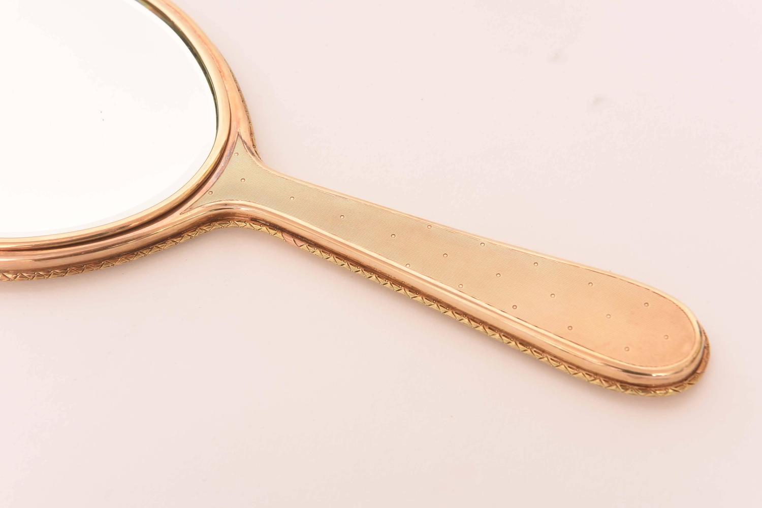 Cartier 14 Karat Gold Hand Mirror For Sale at 1stdibs