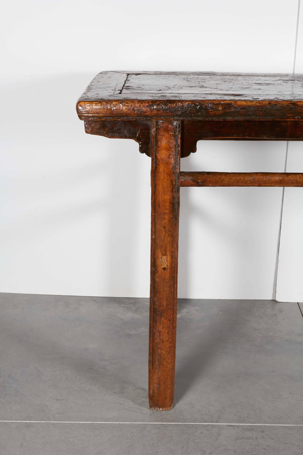 Heavily Lacquered Rustic Antique Painting Table For Sale at 1stdibs