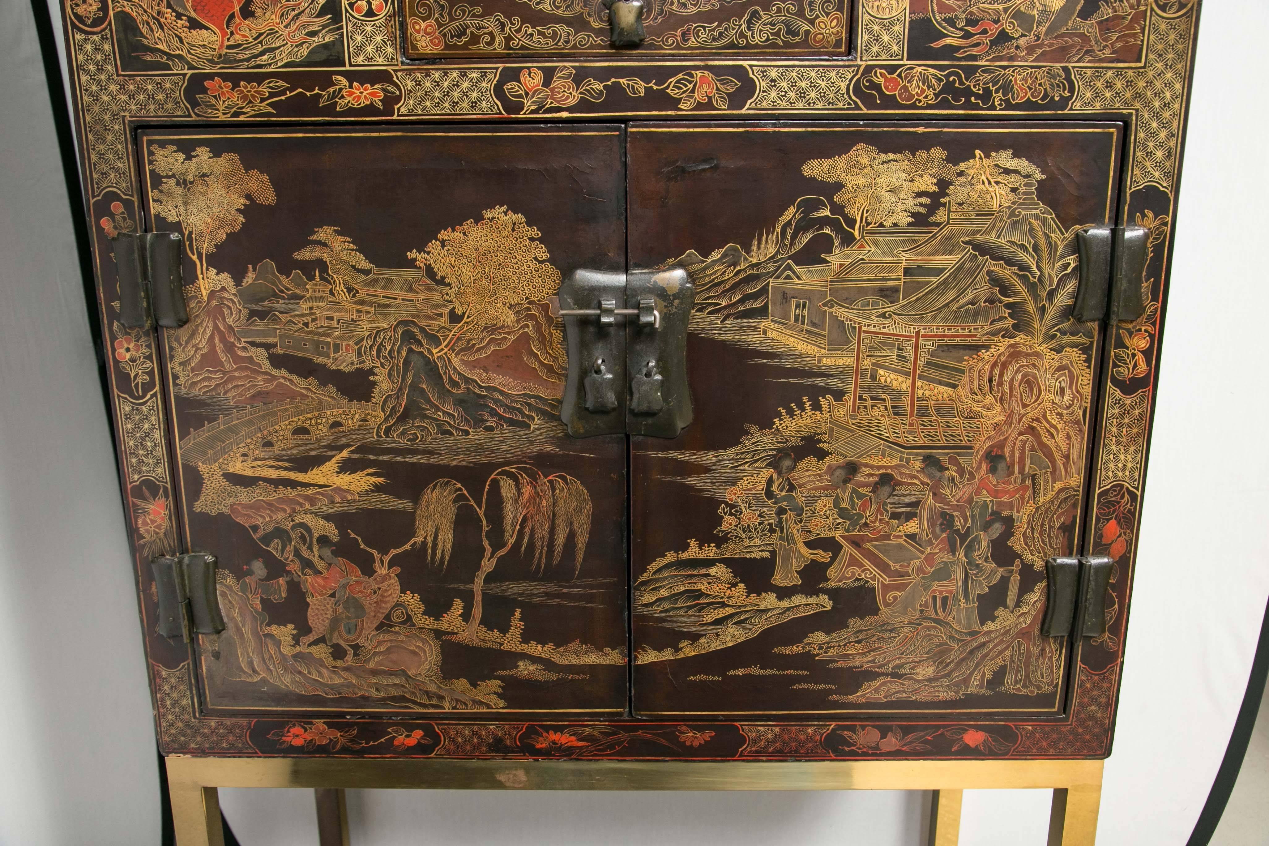 Chinese Black Lacquer Cabinet at 1stDibs