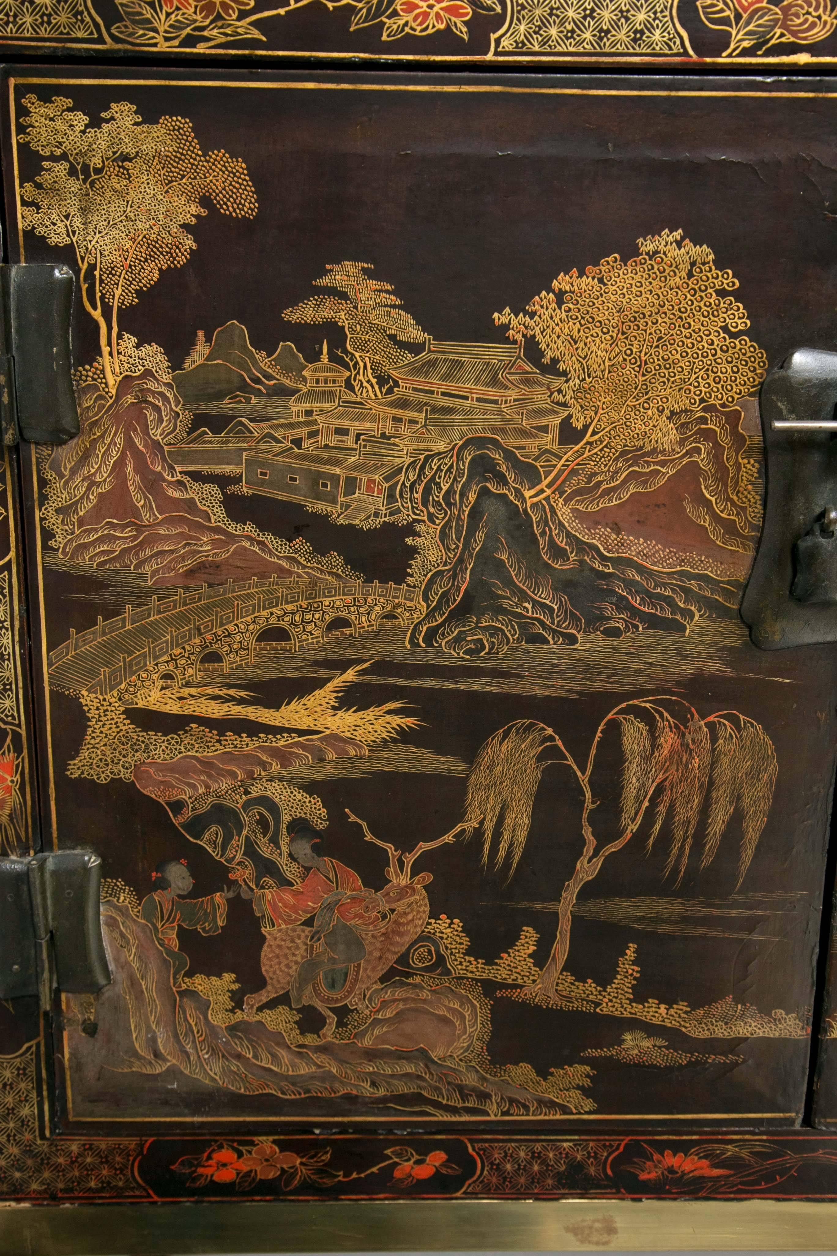 Chinese Black Lacquer Cabinet at 1stDibs