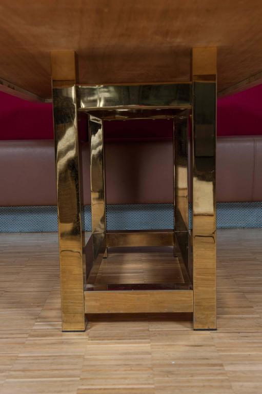 Hollywood Glam Dining Table with Brass Base and Travertine Top at ...