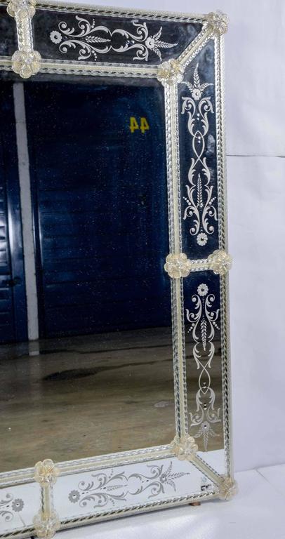 Engraved Mirror with Murano Glass at 1stDibs