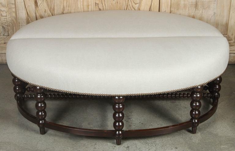 Pair of Vintage Spool Leg Half Circle Ottomans at 1stDibs | half oval ...