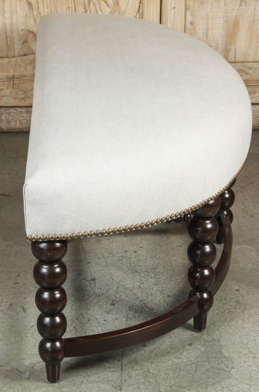 Pair of Vintage Spool Leg Half Circle Ottomans at 1stDibs | half oval ...