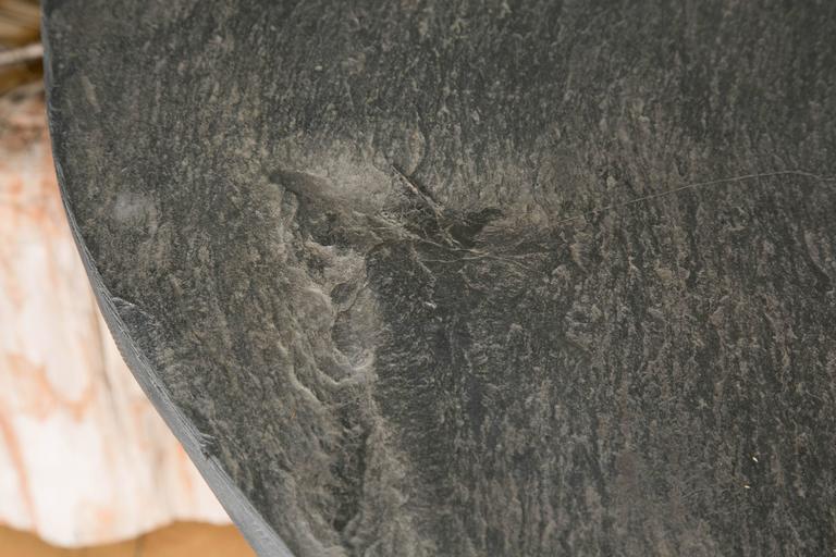 Custom-Made Solid Blue Slate Round Dining Table at 1stDibs