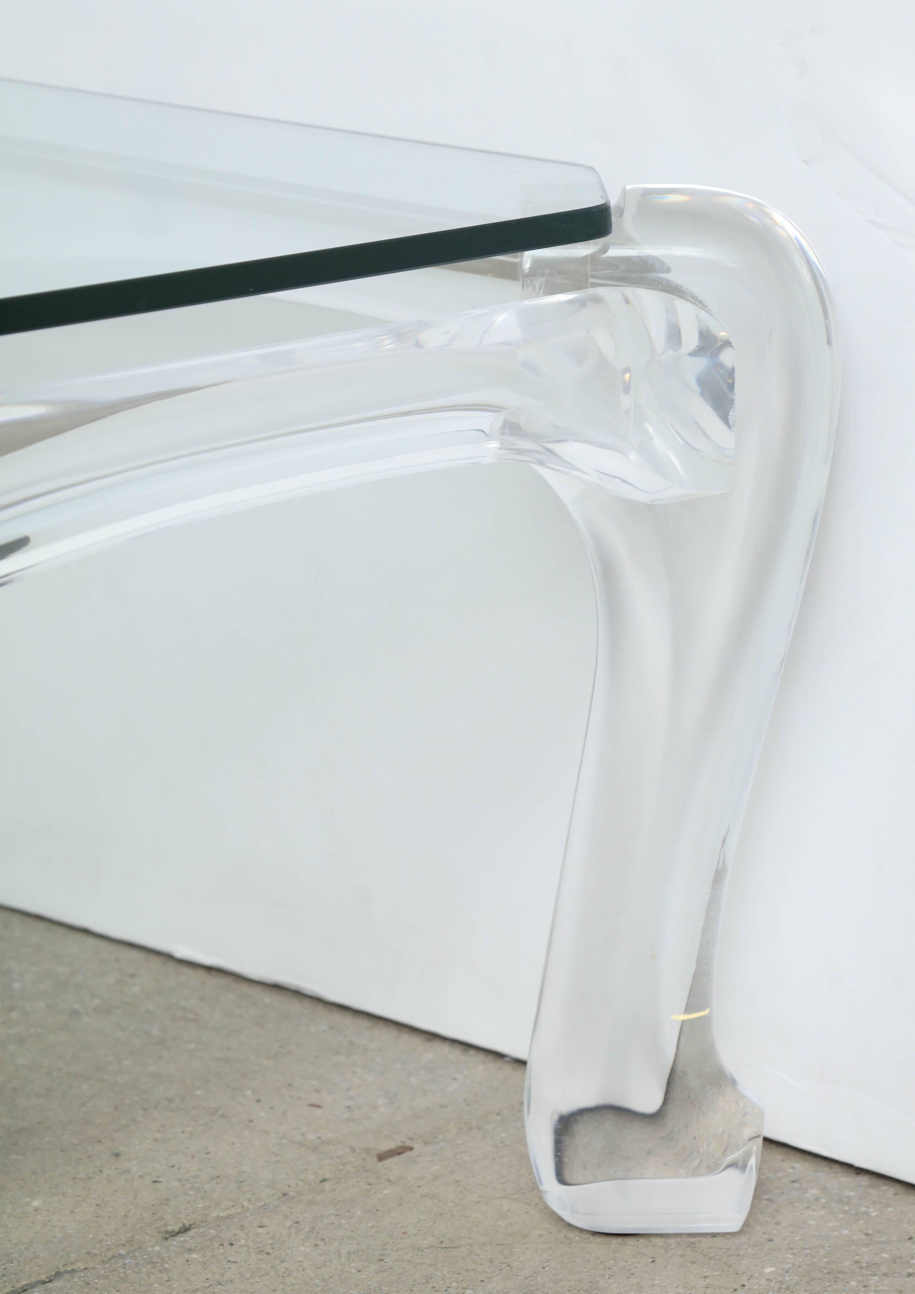 Carved Lucite Cocktail Table at 1stDibs