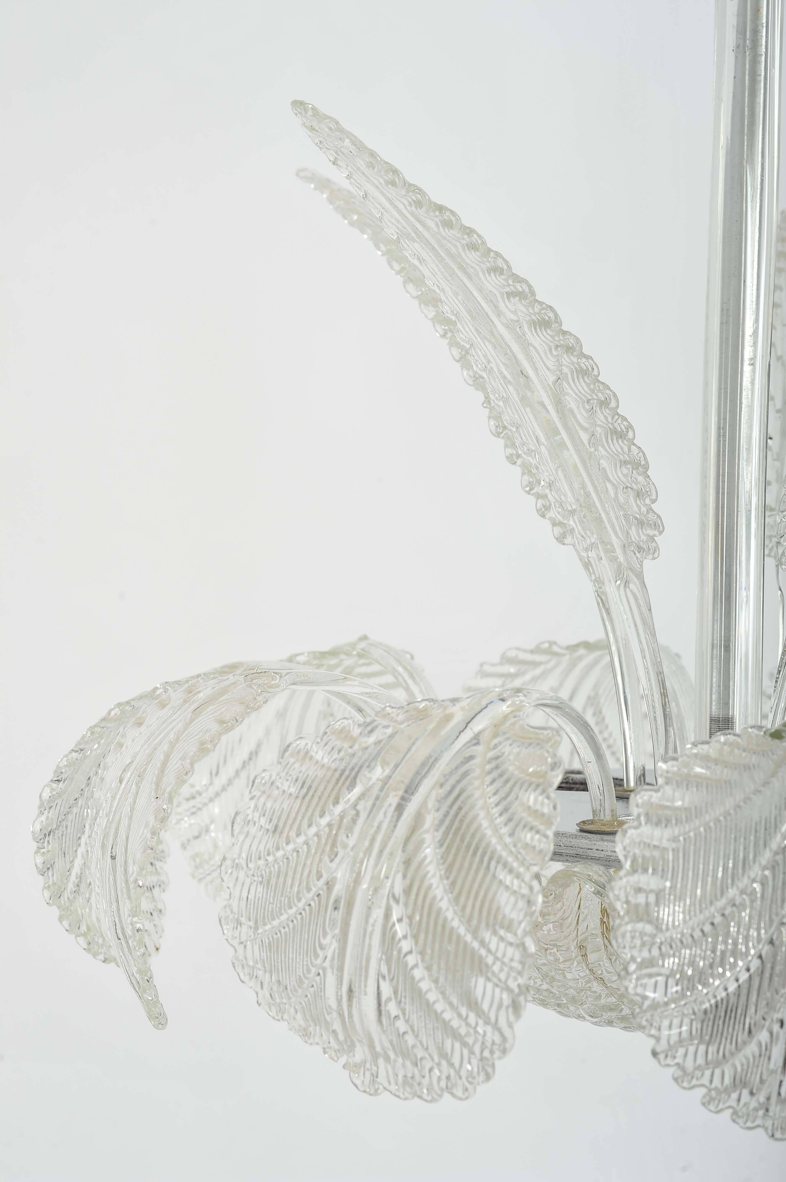 Dramatic 1950s Draping Leaf Murano Glass Chandelier at 1stDibs